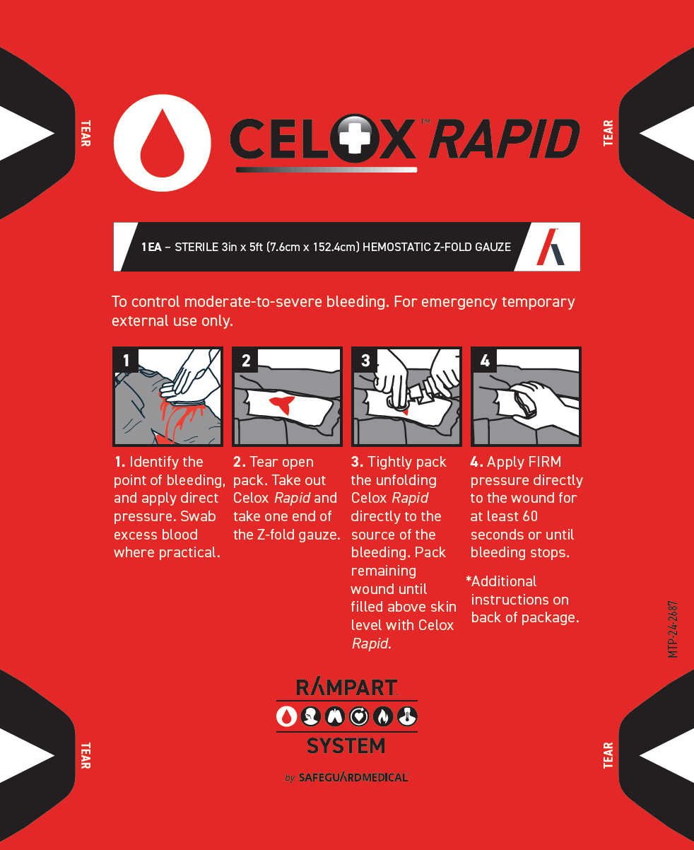 Safeguard Medical | CELOX™ Rapid Hemostatic Gauze - 3" x 5'